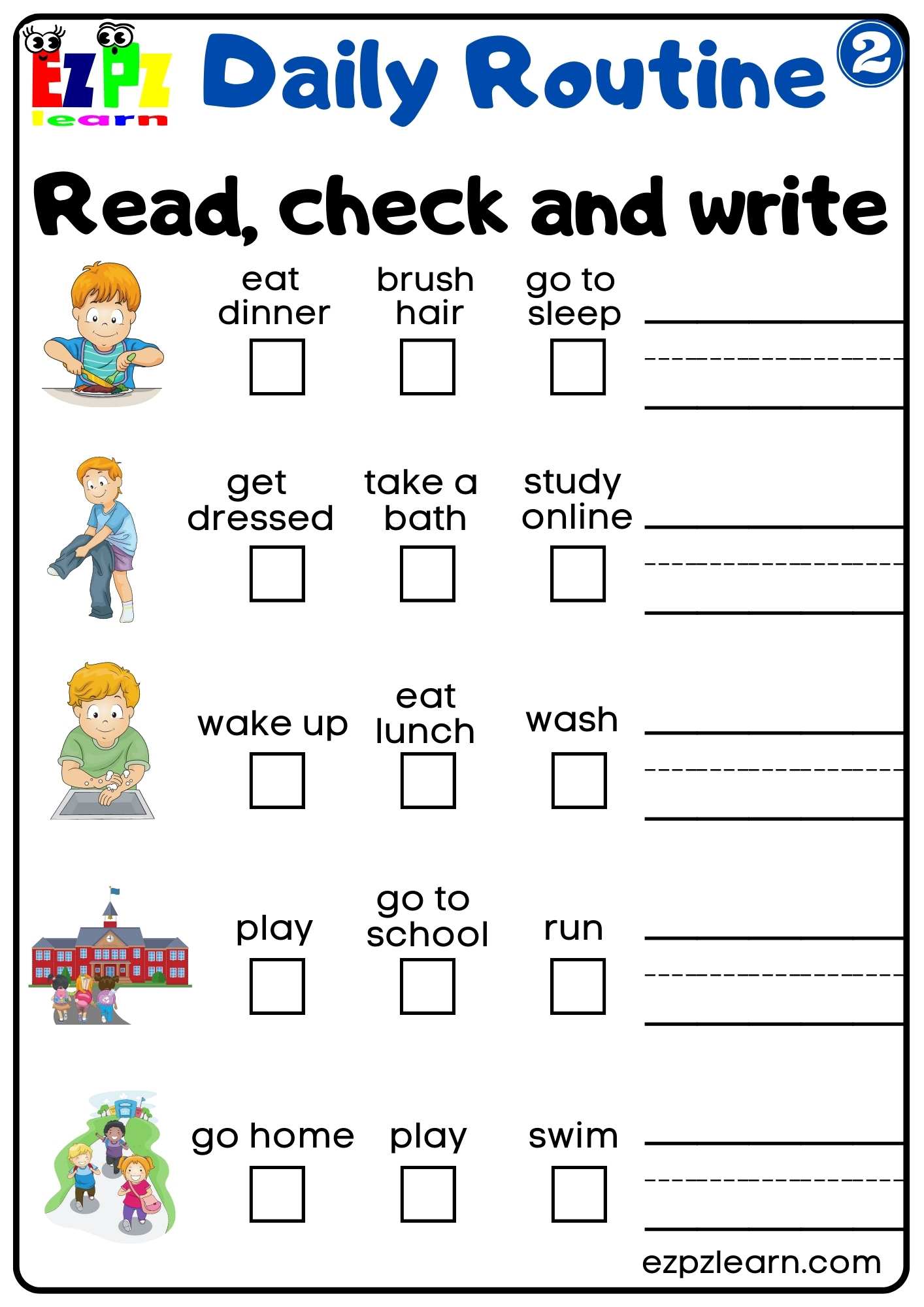 Daily Routine Ezpzlearn Daily Routine Ezpzlearn